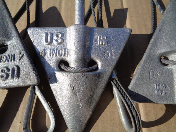 MILITARY 4" ARROWHEAD EARTH ANCHOR GUY LINE ANCHOR KIT LOT OF 50 + 1 D ...